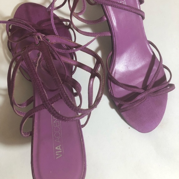 VIA ACCENT | Shoes | Via Accent Womens Purple Strappy Sandal Heels 95 ...